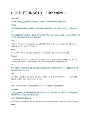 Euthenics 1 - ETHNS6101 - AMA - Studocu