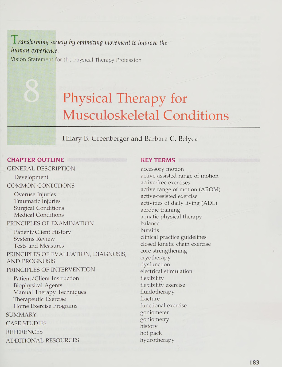 Final Exam Study Guide for ABC101: Key Concepts in Physical Therapy ...