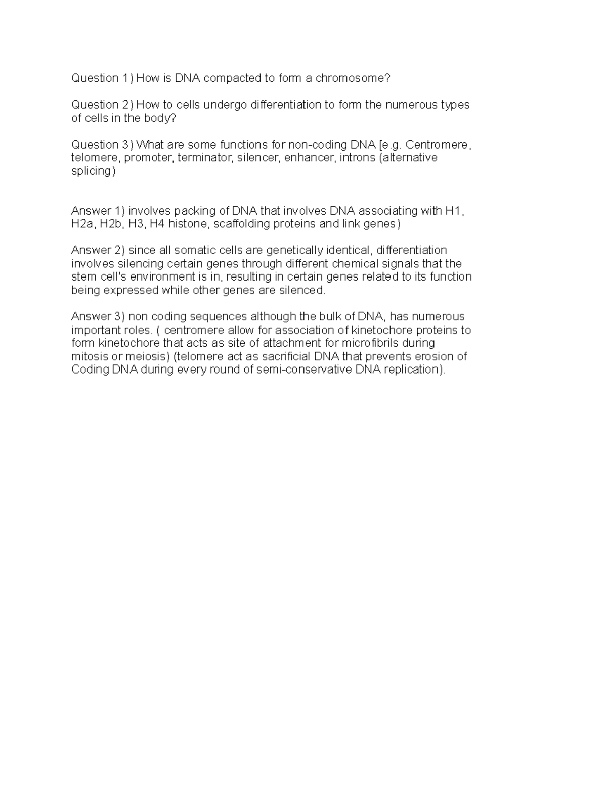 Biology 101: DNA compaction, differentiation, and functions of DNA ...
