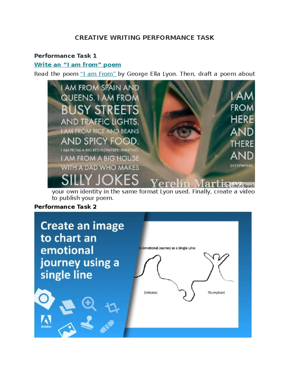 Creative Writing Performance TASK - CREATIVE WRITING PERFORMANCE TASK ...