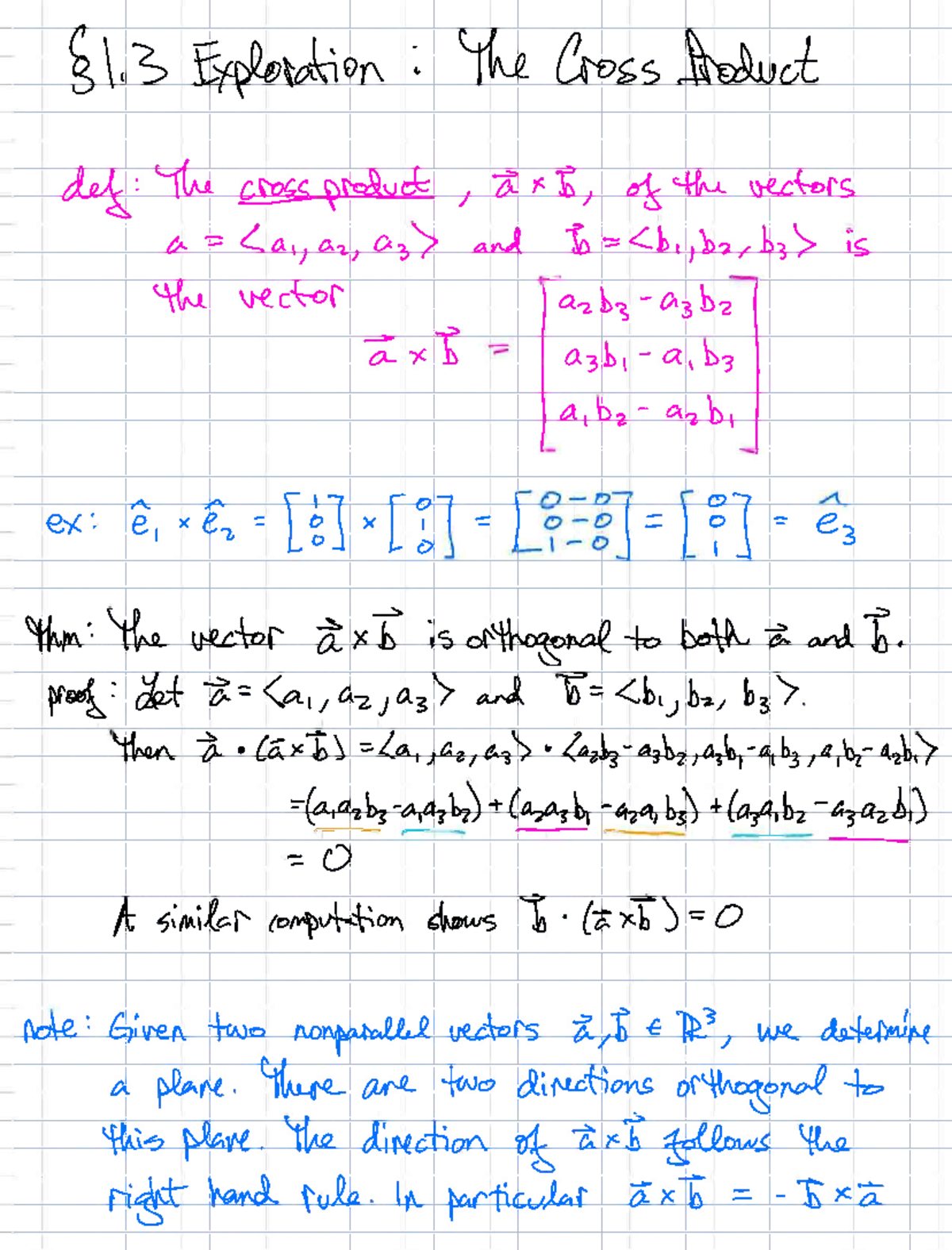 Vector Cross Product and Applications - Calculus II Notes - Studocu