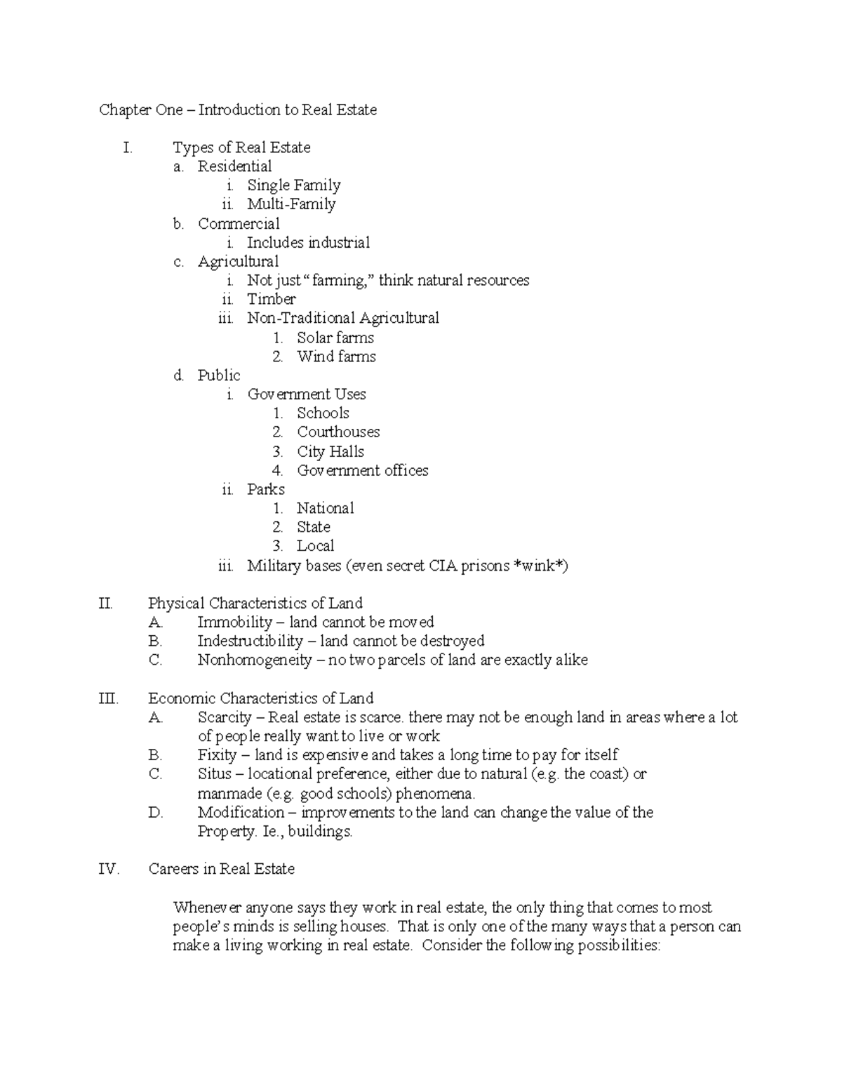 FINC 3250 - Chapter 1: Introduction to Real Estate Types and Careers ...