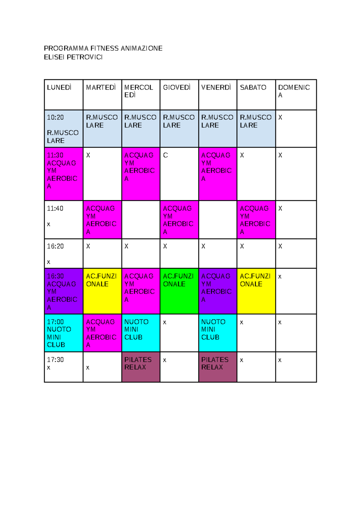 Programma Fitness Animazione - Documenti Google - Nutrition Planning ...