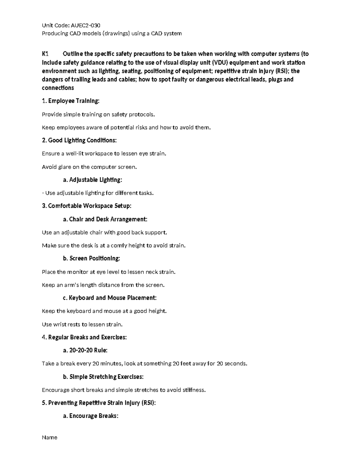 AUEC2-030 CAD Model Safety Precautions and Best Practices Guide - Studocu