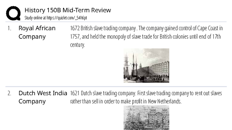Quizlet History 150B Mid-Term Review: Key Topics and Events - Studocu
