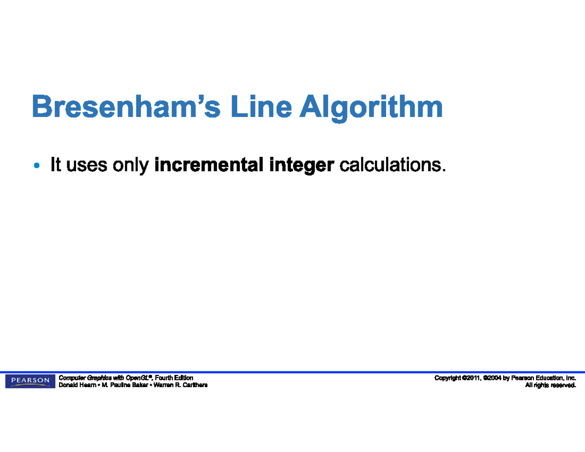 Computer Graphics (CG101) Lecture Notes on Bresenham's Line Algorithm ...