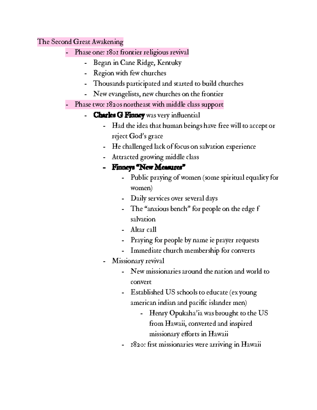 US History Notes: The Second Great Awakening & Social Reforms (HIST 101 ...