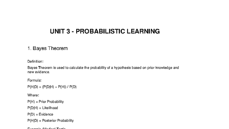 Mathematics Unit 03: Probabilistic Learning & Lazy Instance Learning ...