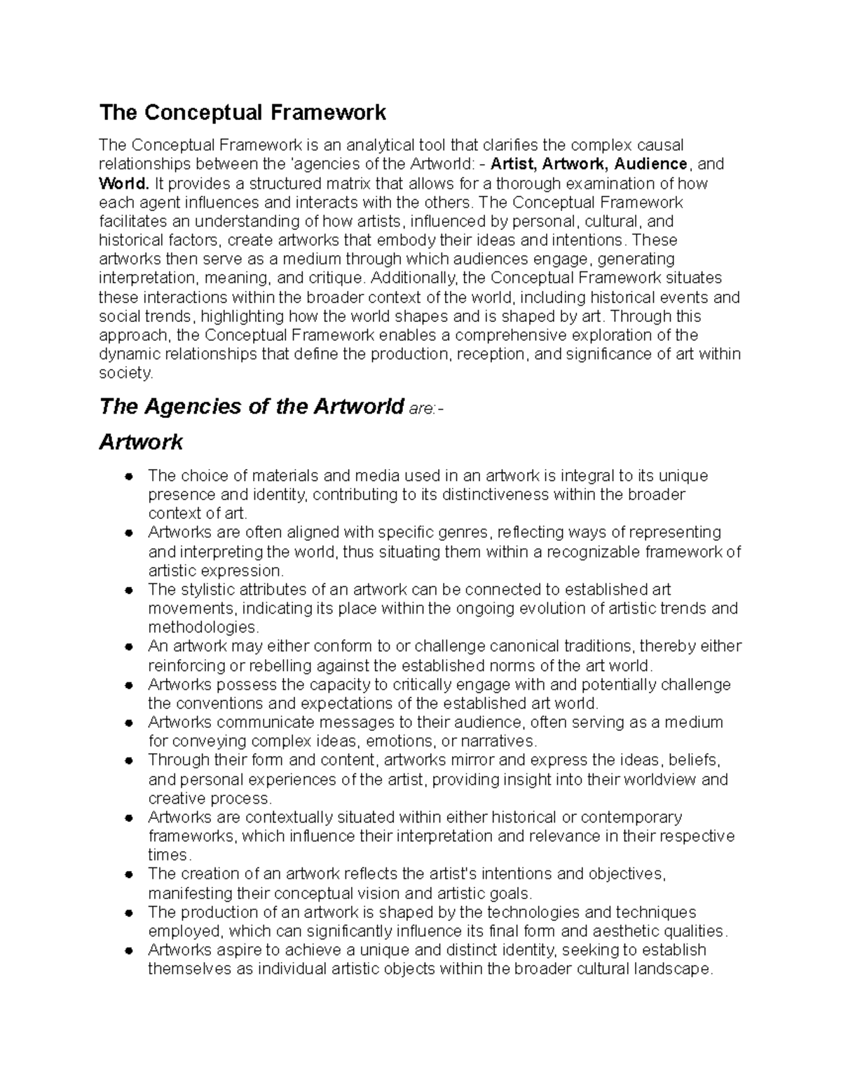 The Conceptual Framework of the Artworld: Artist, Artwork, Audience ...