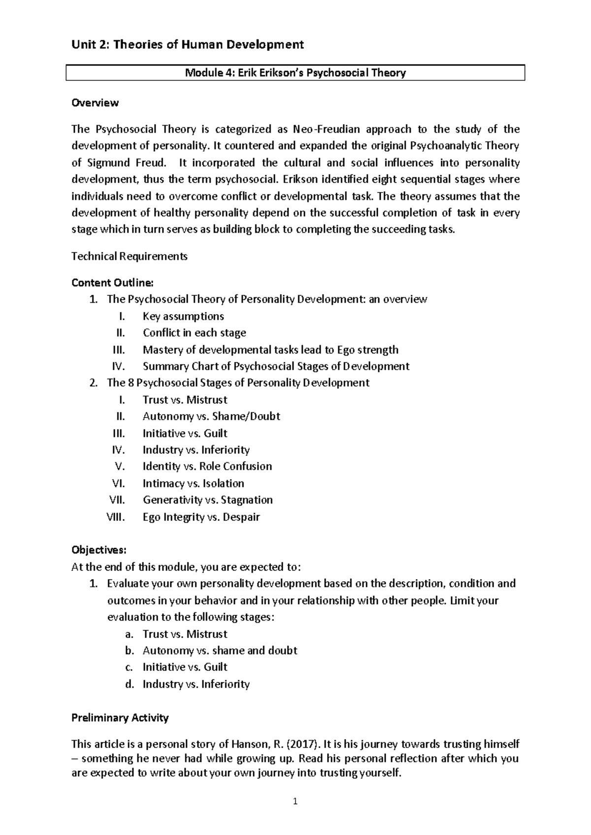 ED 101 Module 4: Understanding Erikson’s Psychosocial Theory of ...