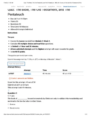 BIBL 104 Quiz 4 - New Testament History Quiz - Quiz: The Old Testament ...