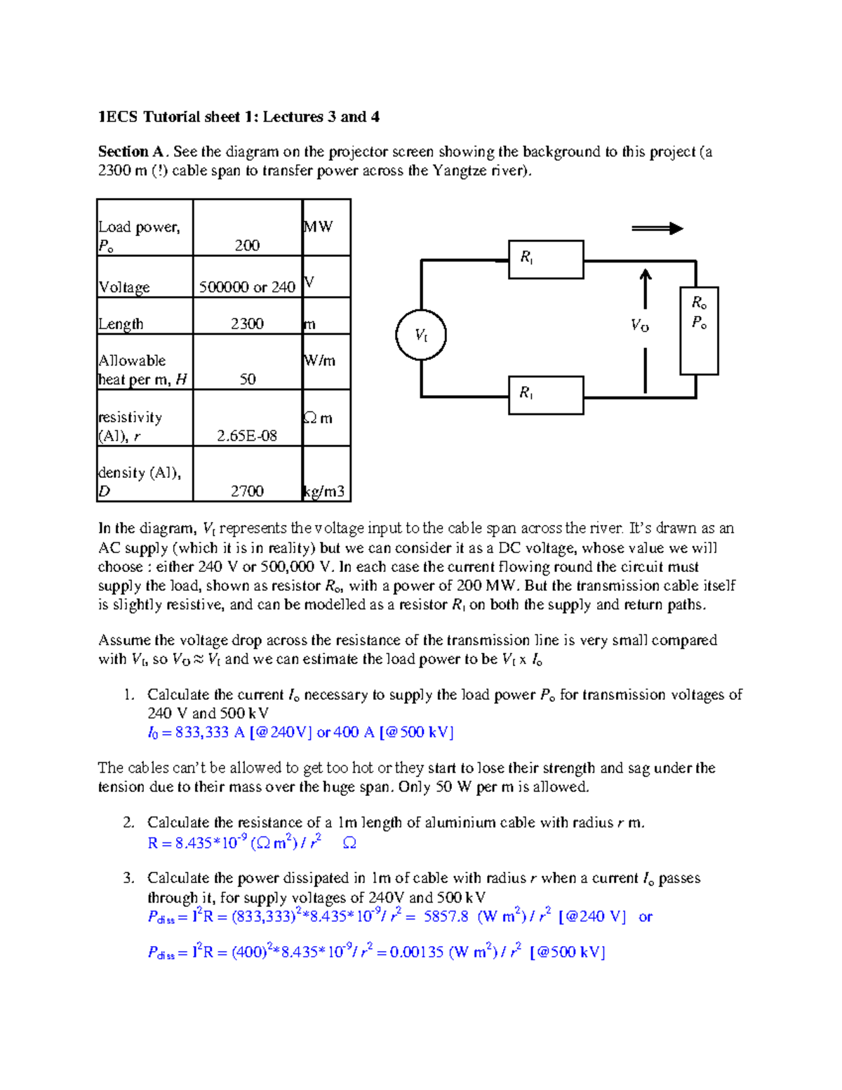 Tutorial work - 1-8 - Tutorial sheets with solutions - 1ECS Tutorial ...