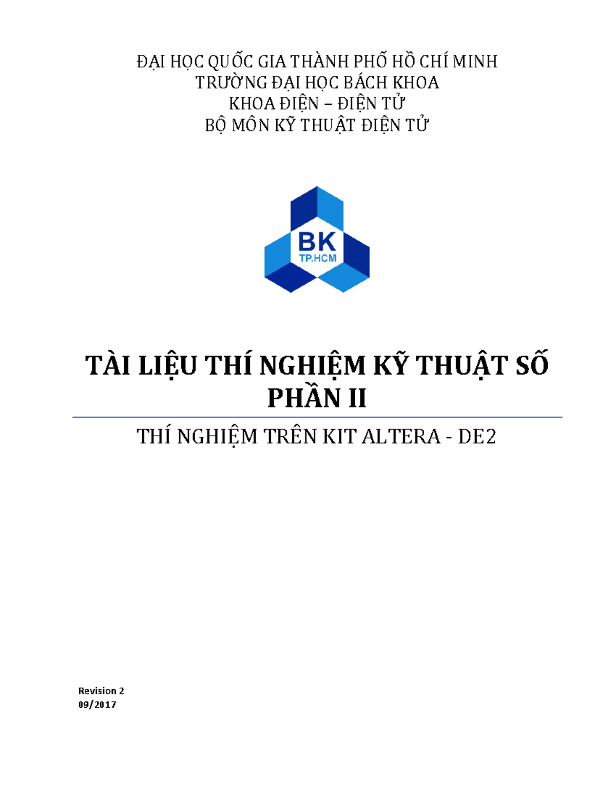 Tài Liệu Thí Nghiệm Kỹ Thuật Số Phần II - Kit Altera DE2 Rev5 - Studocu