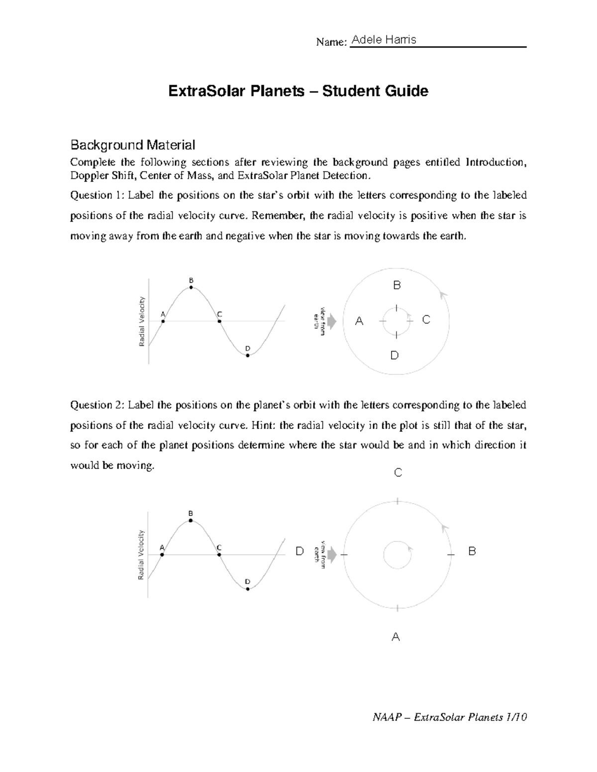HR Diagram Lab - Name: Adele Harris HR Diagram – Student Guide ...