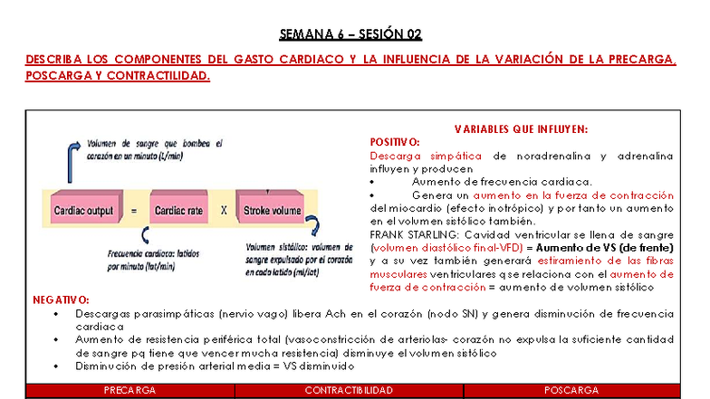 Semana 6 - 02 - Componentes del Gasto Cardíaco y su Influencia - Studocu