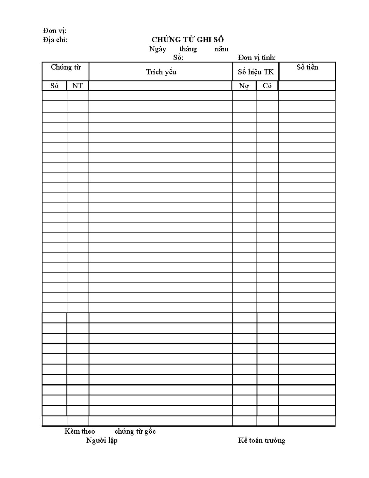 Mẫu Chứng Từ Ghi Sổ - MAU CHUNG TU - Studocu