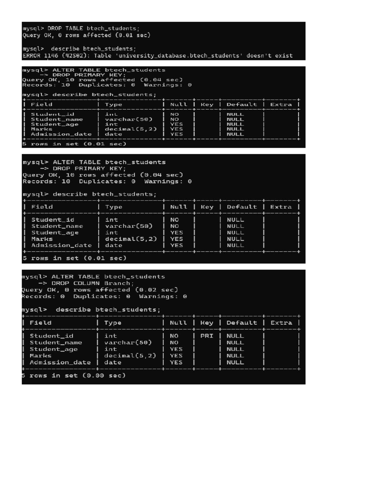 BTECH 101: ERP Notes on SQL Table Modifications and Queries - Studocu