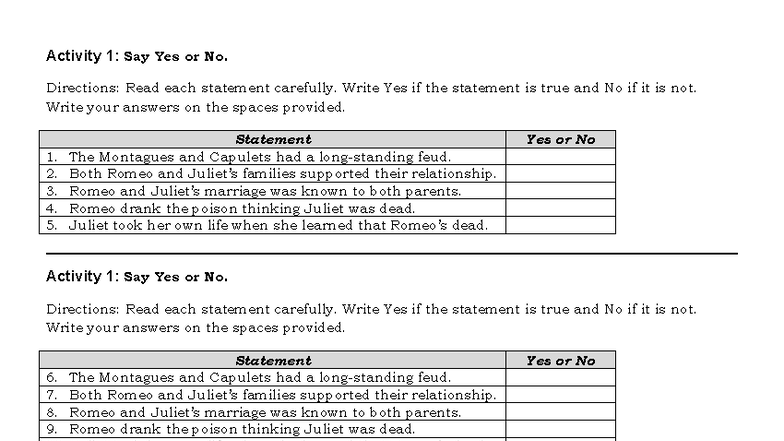 ENG 101: Activity 1 & 2 - True/False Statements & Reflections - Studocu