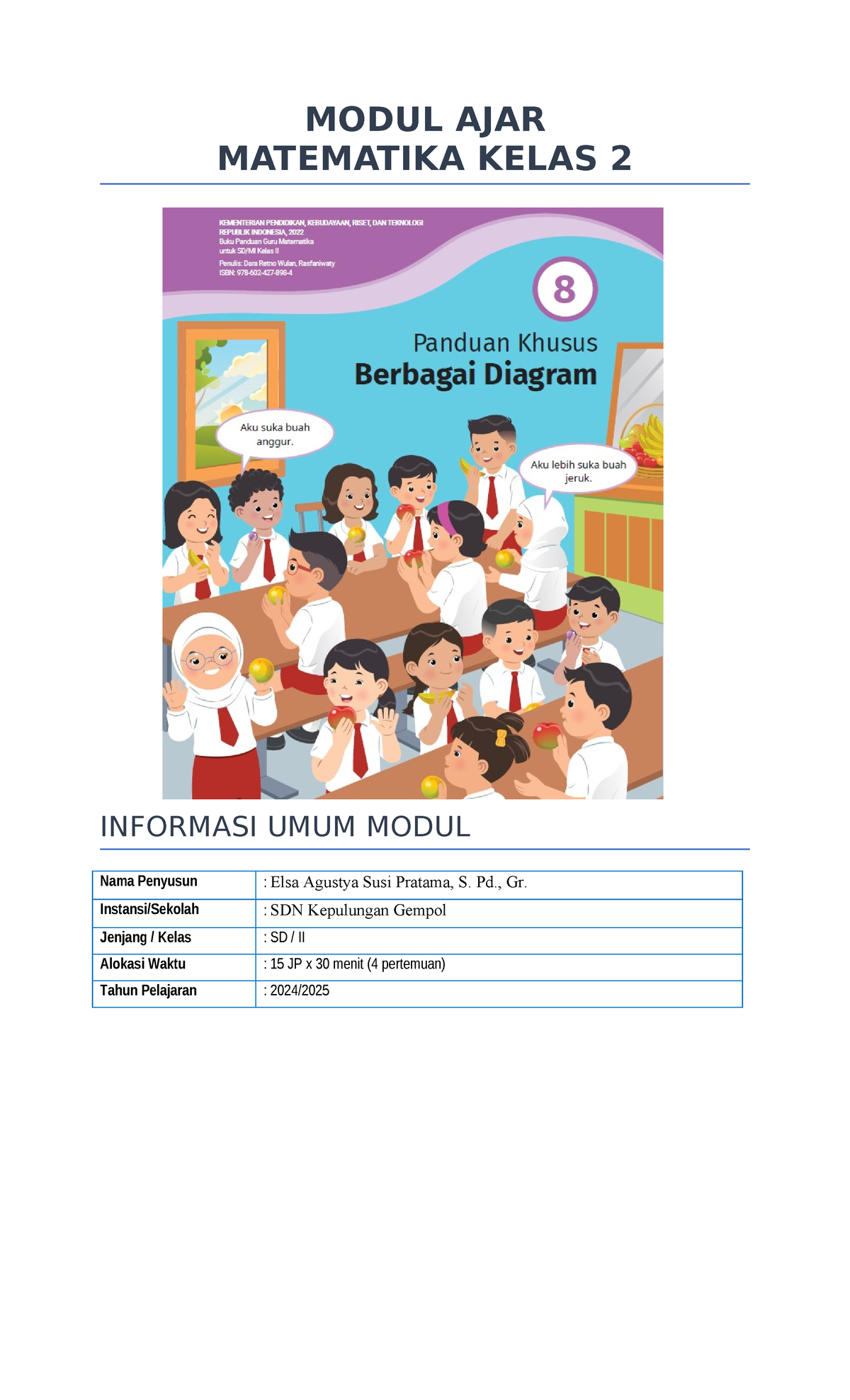 MODUL AJAR MATEMATIKA KELAS 2: DIAGRAM TURUS & DIAGRAM GAMBAR - Studocu