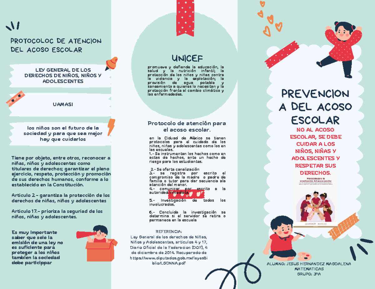 Triptico sobre Protocolo de Atención al Acoso Escolar - UAMASI - Studocu