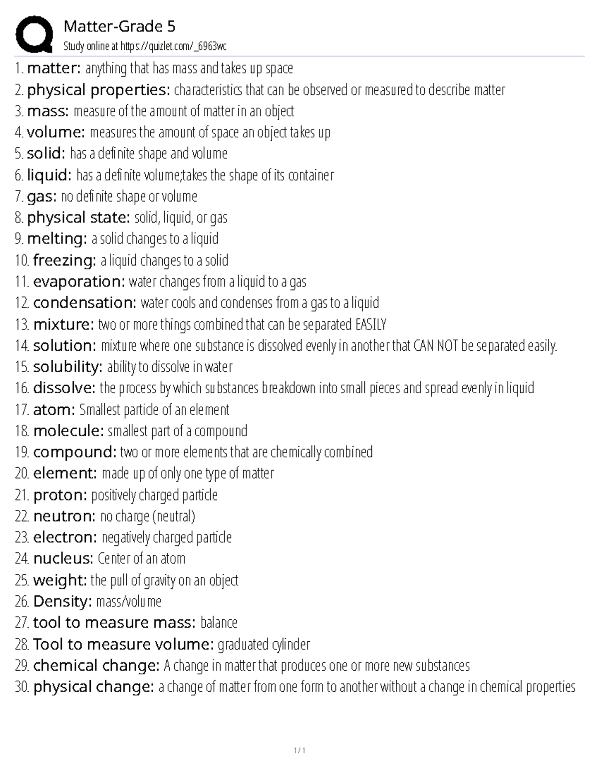 Grade 5 Science: Understanding Matter & Its Properties Notes - Studocu
