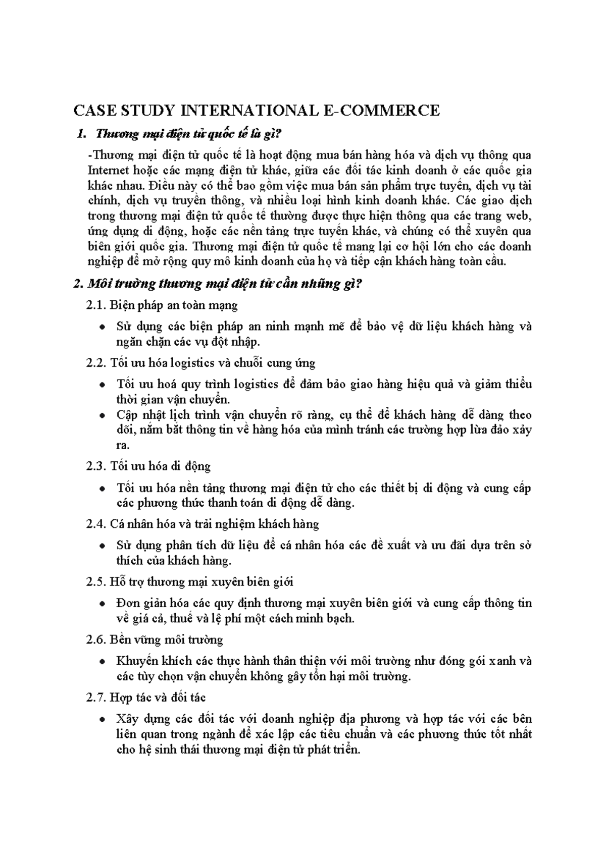 New ICT - abc - CASE STUDY INTERNATIONAL E-COMMERCE 1. Thương mại điện ...
