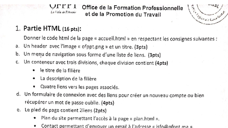 HTML et CSS pour la Page d'Accueil - EFM WEB Static (16 pts) - Studocu