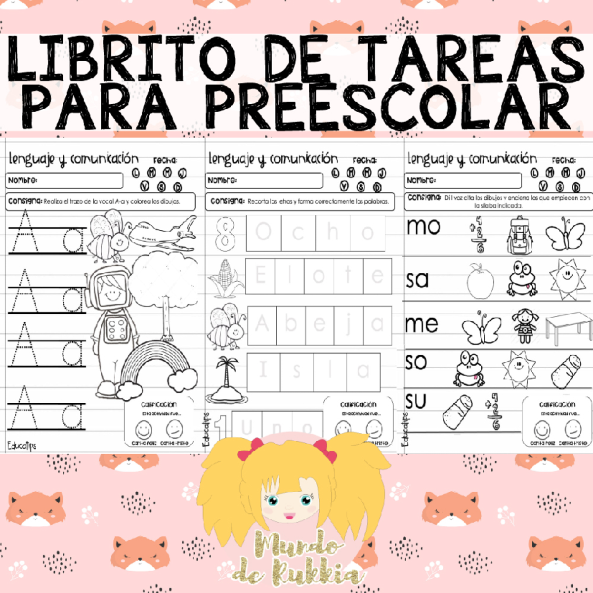 Mi librito de tareas para preescolar recopilado por Mundo de Rukkia - LIBRITO DE TAREAS PARA ...
