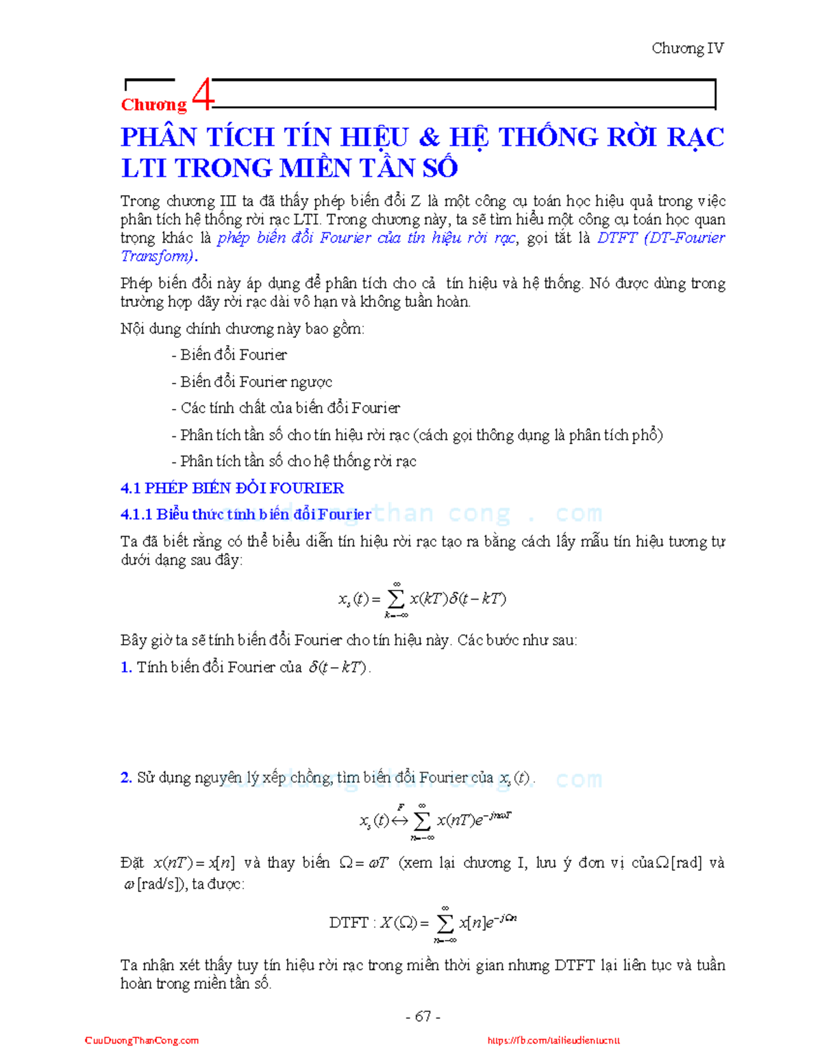 Chương 4: Phân Tích Tín Hiệu & Hệ Thống Rời Rạc LTI Trong Miền Tần Số - Studocu