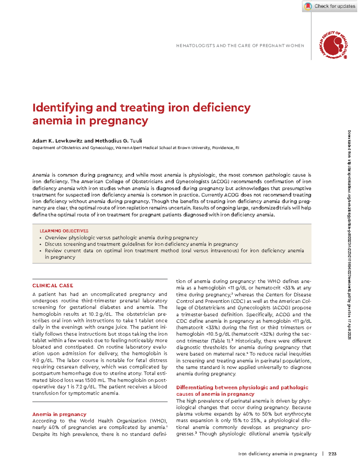 Iron deficiency anemia in pregnancy: ACOG guidelines and treatment ...