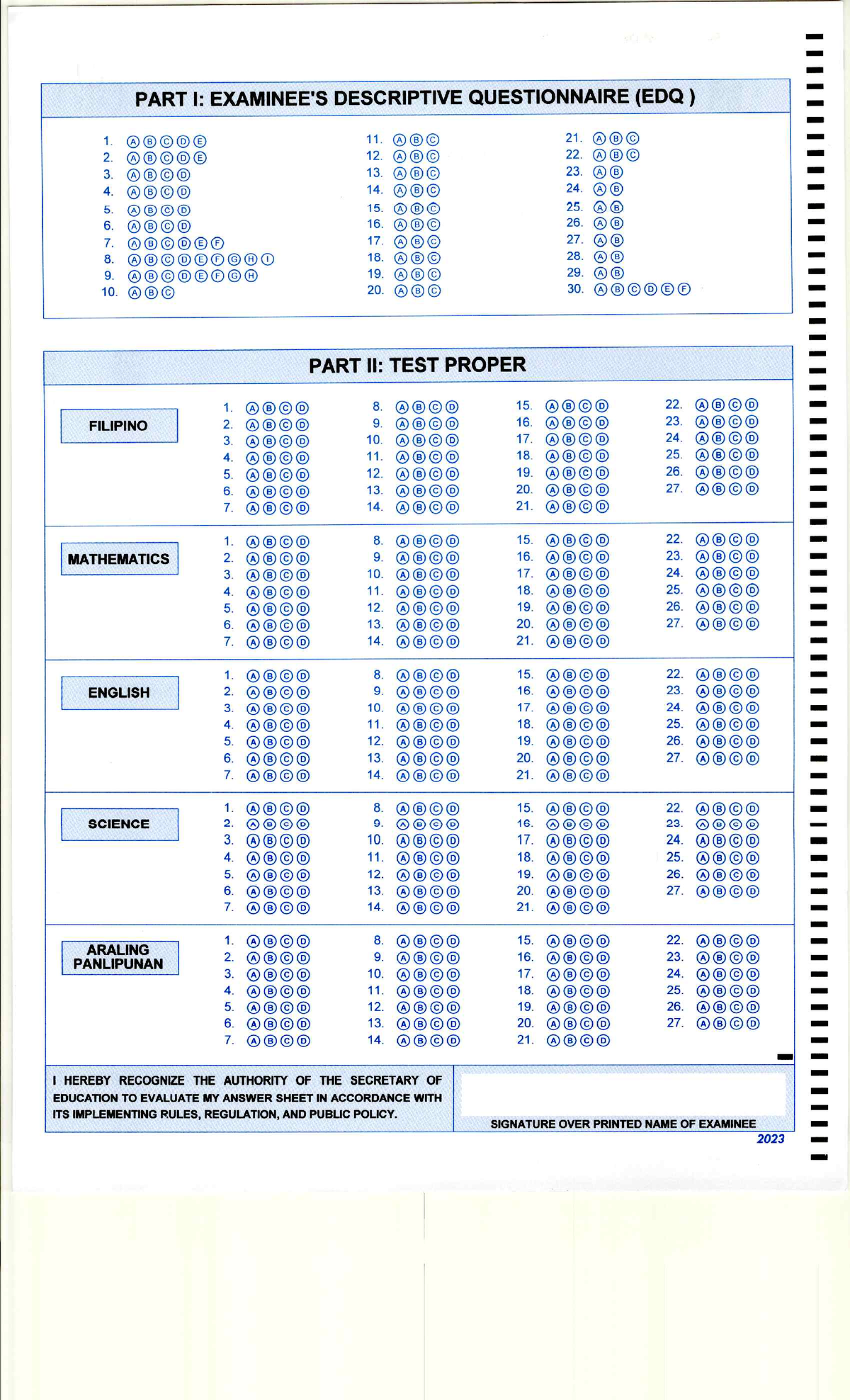 779320510 NAT Grade 6 Answer Sheet: Complete Response Guide - Studocu