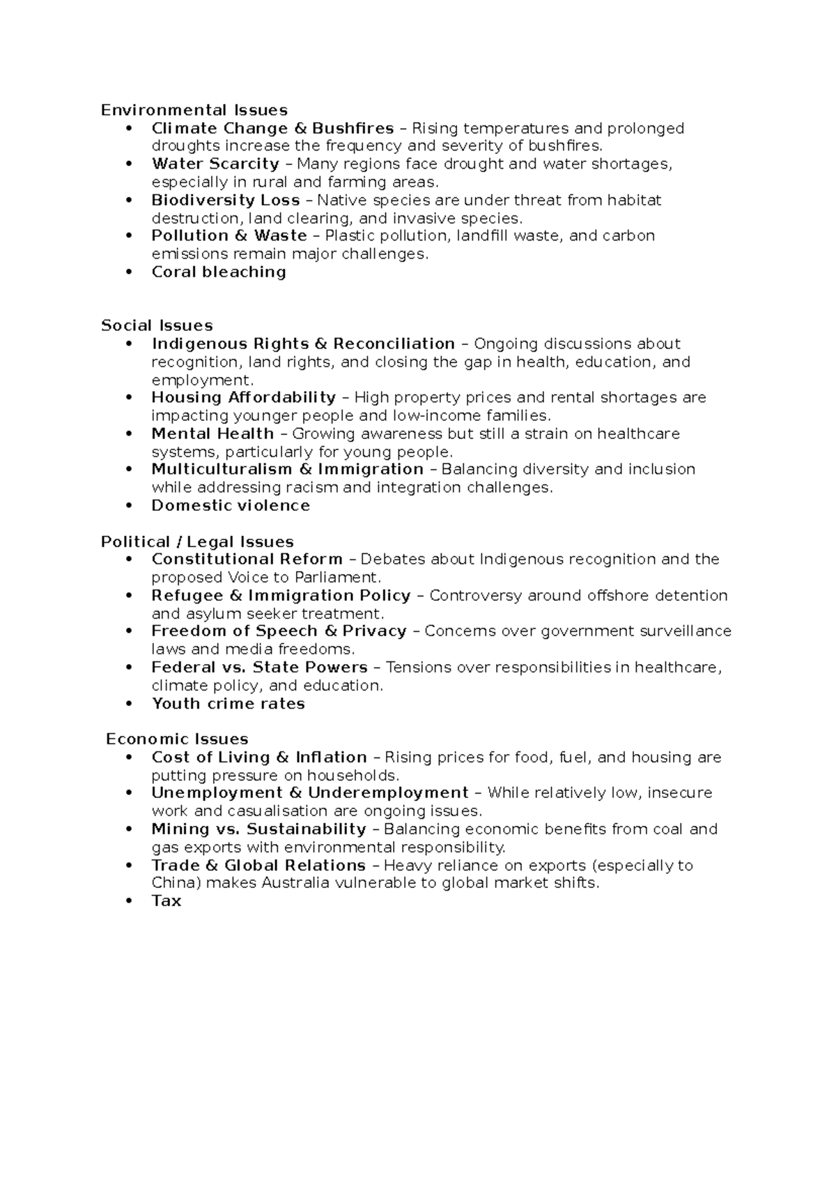 Issues in Australia: Environmental, Social, and Economic Challenges ...