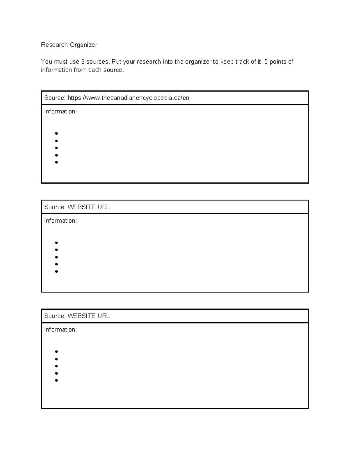 Research Organizer Worksheet – Fill in - English - Research Organizer ...