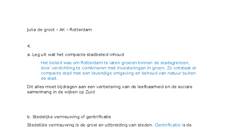 Julia de Groot - Rotterdam Excursie: Compacte Stad en Leefbaarheid ...