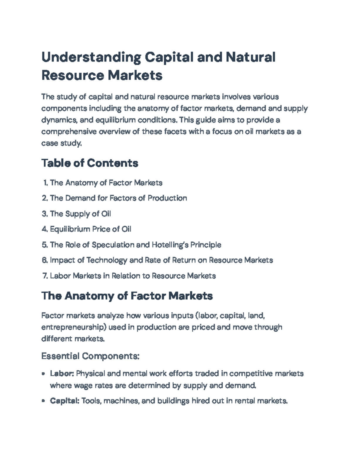 Understanding Capital & Natural Resource Markets: Key Insights ...