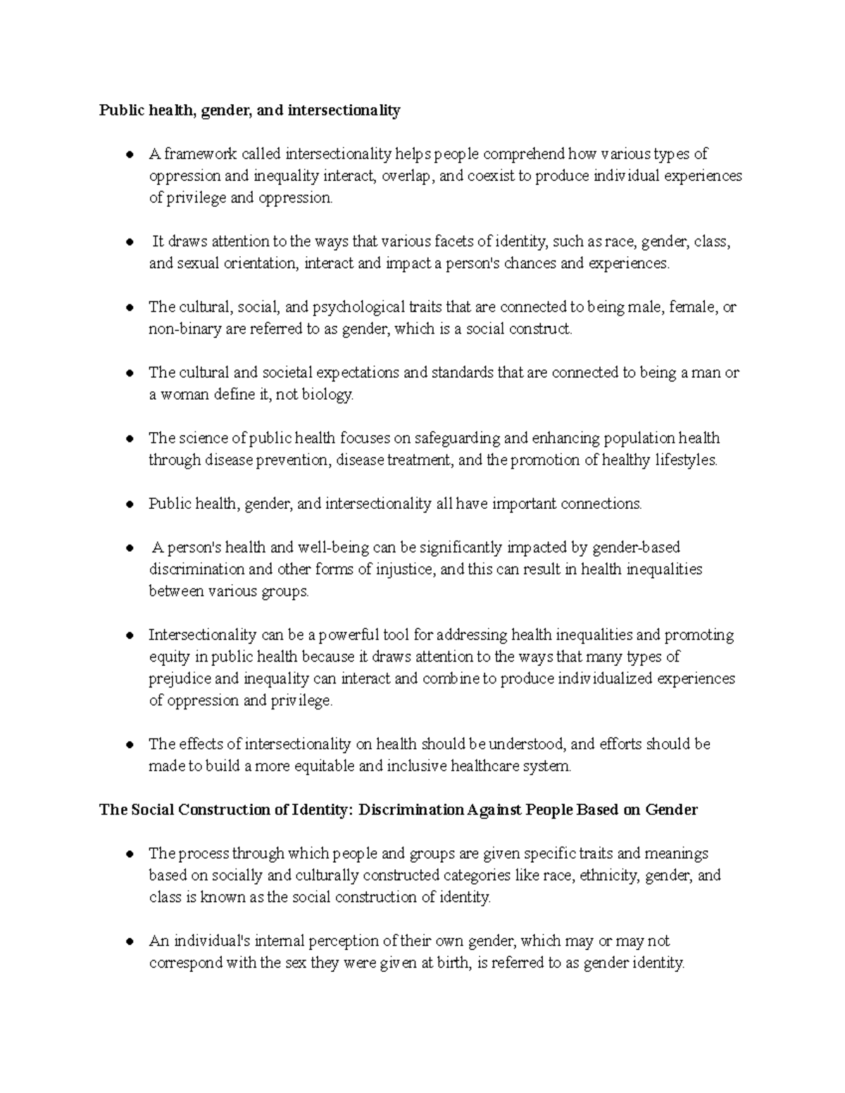 Public Health and Intersectionality: Gender, Class, and Identity ...