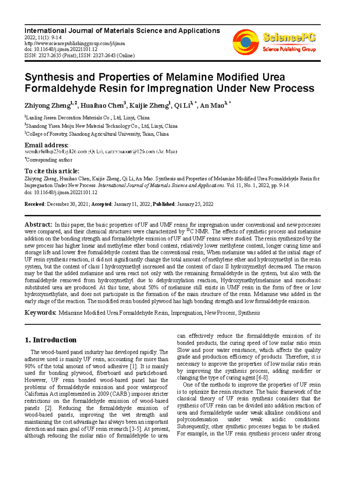 Ijmsa - Synthesis & Properties of Melamine Modified Urea Formaldehyde ...