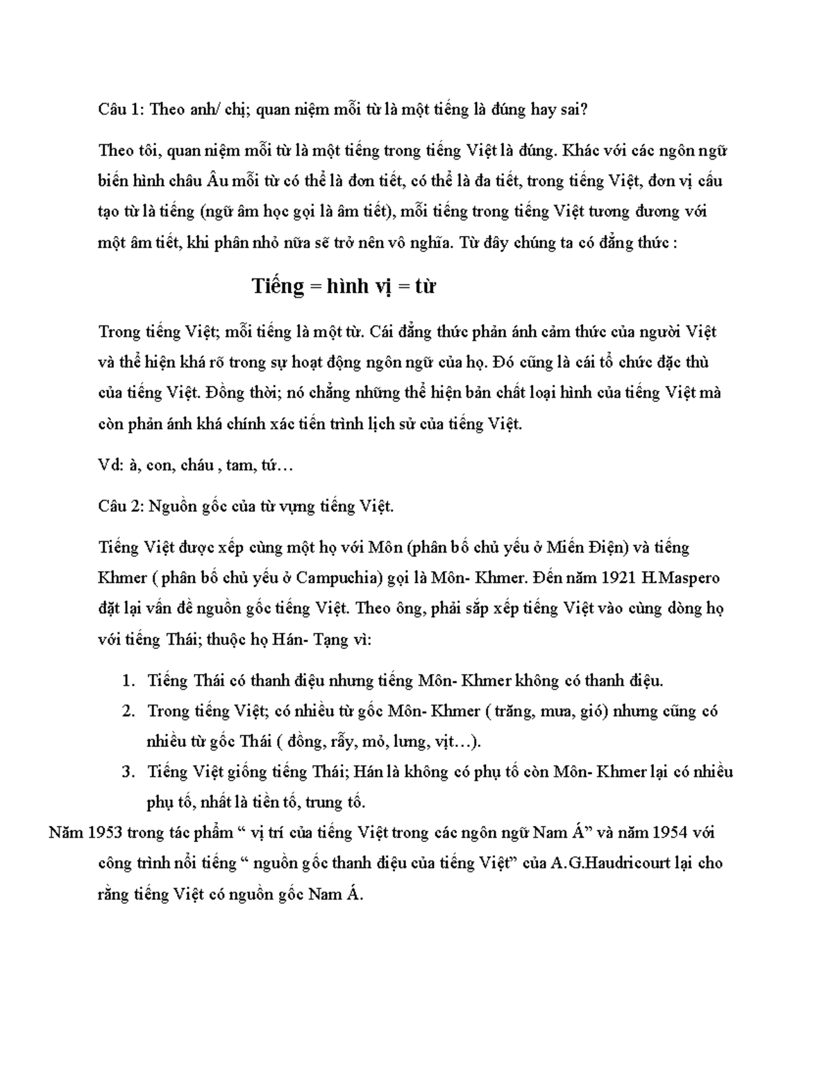 Đề Cương - CVBN: Nguồn Gốc và Cấu Trúc Từ Vựng Tiếng Việt - Studocu