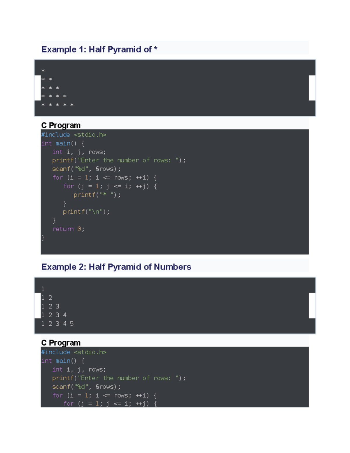C PR Loops: Half Pyramids, Armstrong, Palindrome & Prime Numbers - Studocu
