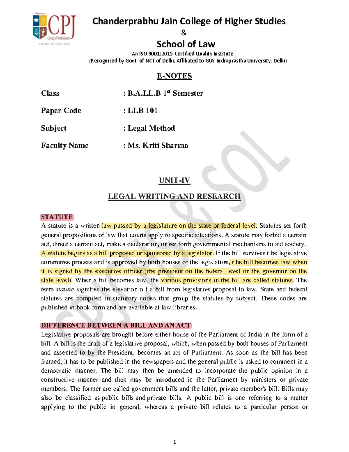 Primary AND Secondary Sources - UNIT 4: LEGAL WRITING AND RESEARCH ...
