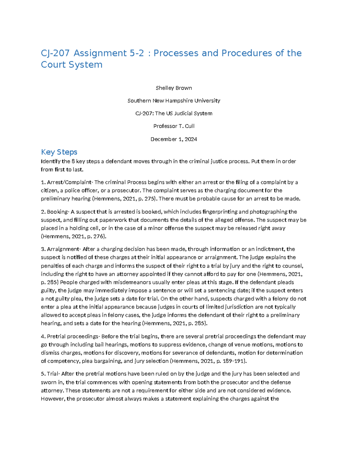 CJ-207 Assignment 5-2 Template - CJ-207 Assignment 5-2 : Processes and ...