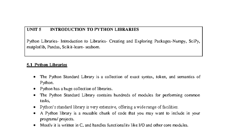 Unit 5 Intro To Python Libraries Scipy Matplotlib Pandas Seaborn
