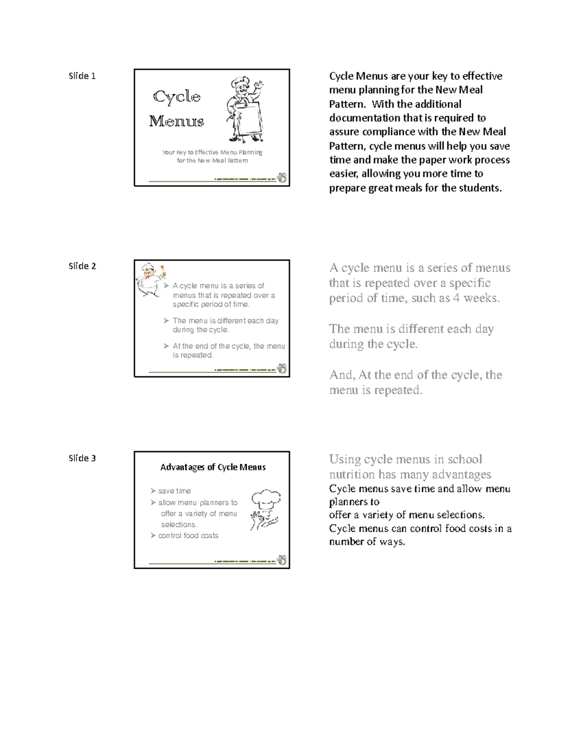 Cycle menu presentation - Slide 1 Oregon Department of Education Oregon ...