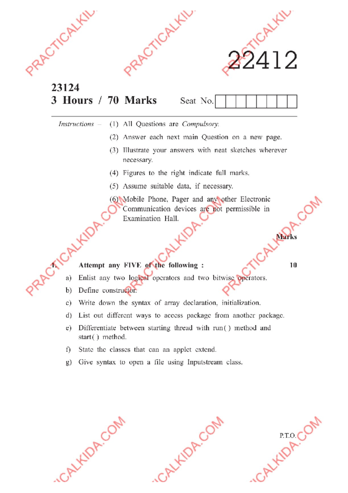 Java 2412 Winter 2023 Practical Exam Question Paper - Studocu