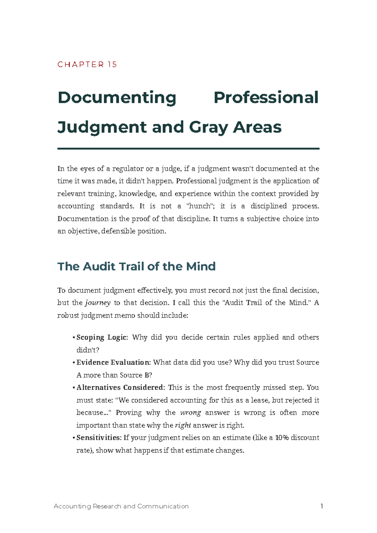 CHAPTER 15: Documenting Professional Judgment in Accounting Standards ...