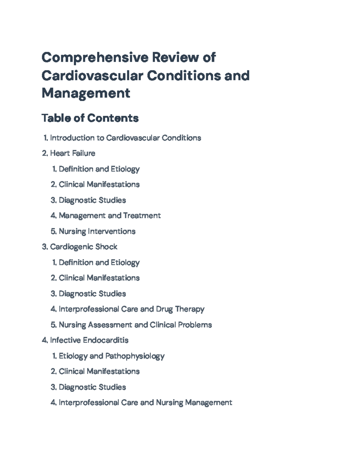 Comprehensive Review of Cardiovascular Conditions and Management ...