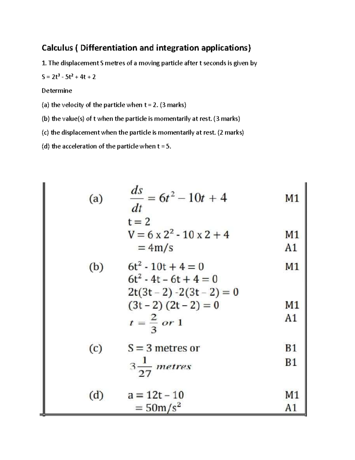 Kinematics - Captures applications of calculus 1 - Calculus ...