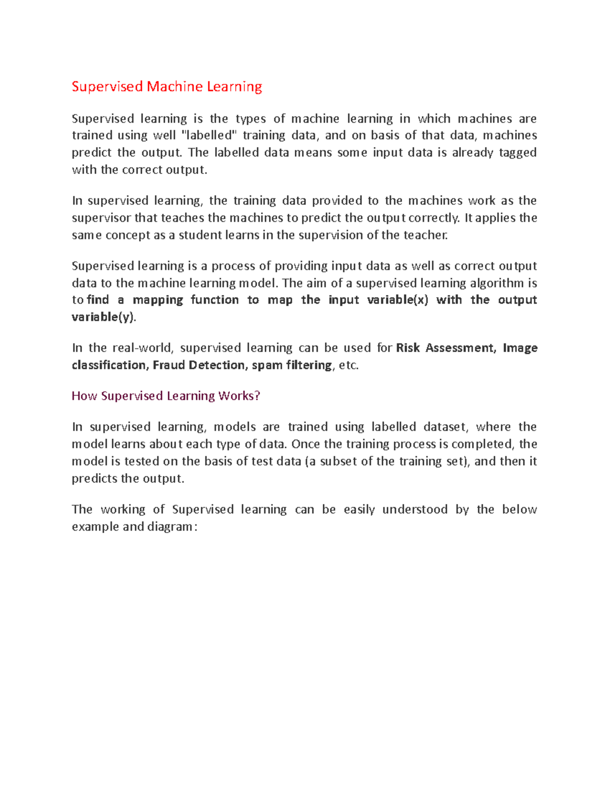 Ml Unit Ii Machine Learning Unit 2 Notes Supervised Machine Learning Supervised Learning Is