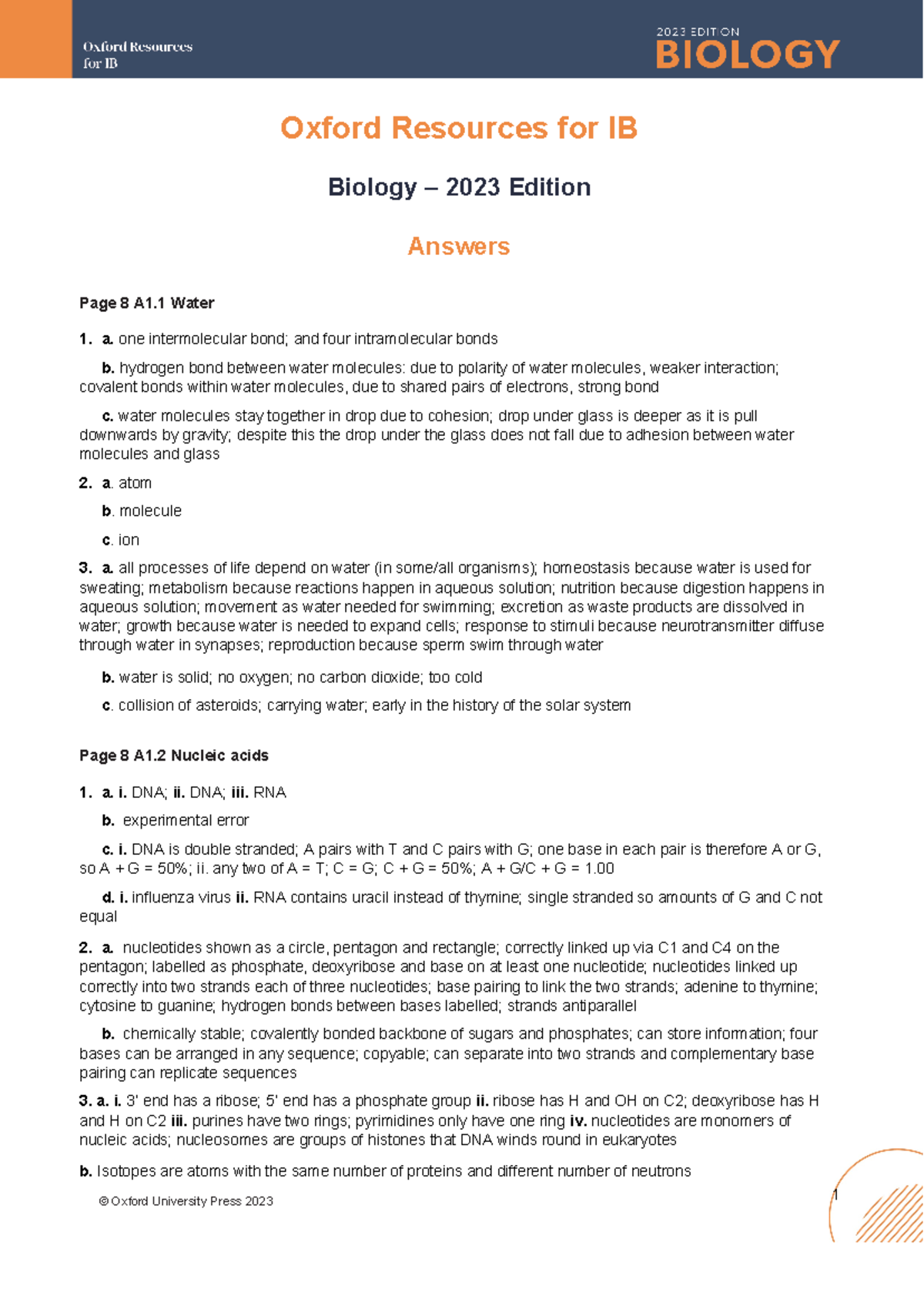 IB Biology Study Guide: Key Answers & Concepts (2023 Edition) - Studocu