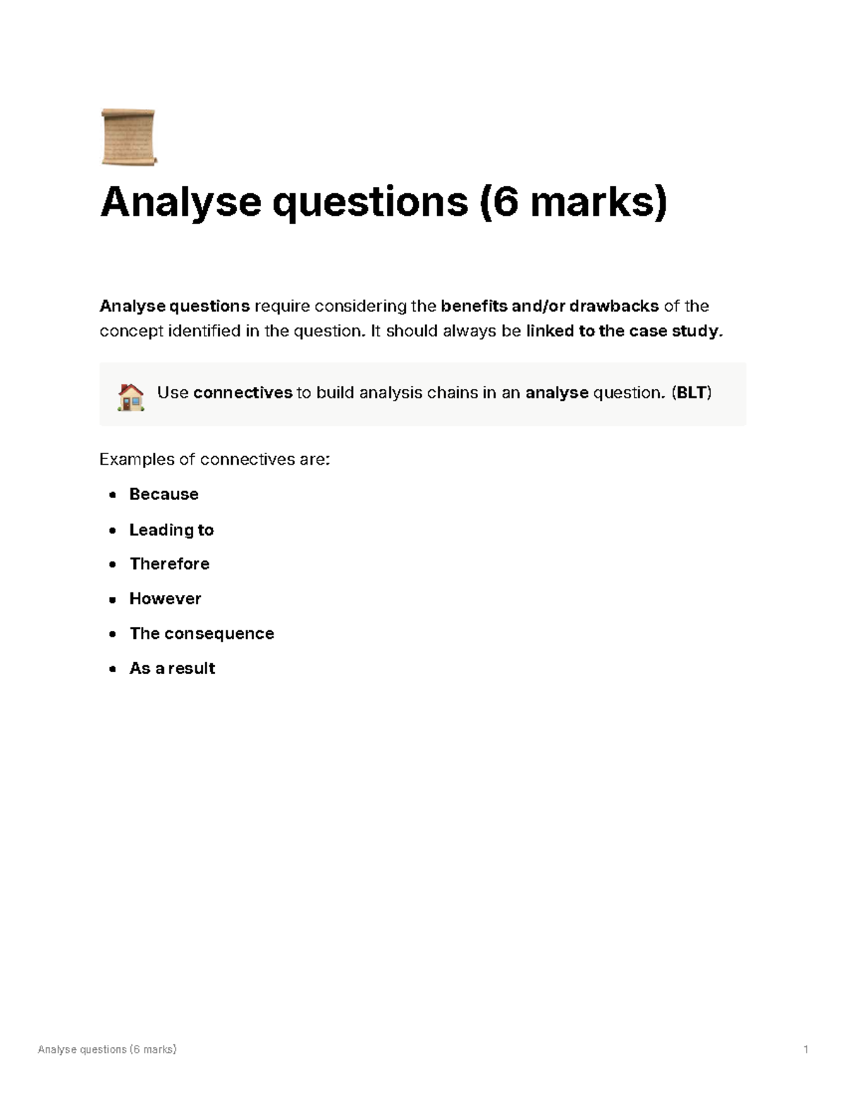 Business - How to answer 6 marker - 📜 Analyse questions (6 marks ...